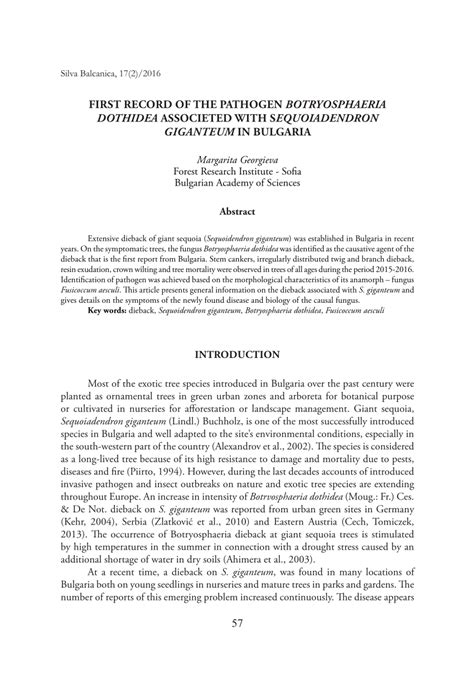 Pdf First Record Of The Pathogen Botryosphaeria Dothidea Associeted