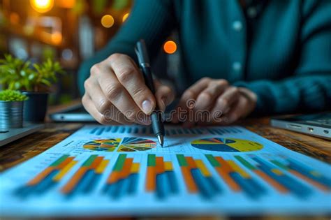 Business Financial Analytics Concept Business Man Hand With Focused On Financial Statistics