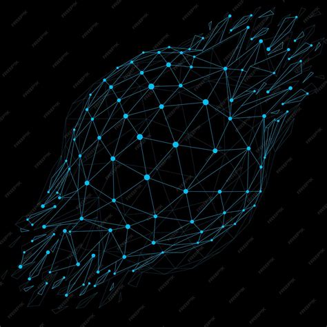 Premium Vector 3d Vector Low Poly Object With Blue Connected Lines And Dots Geometric