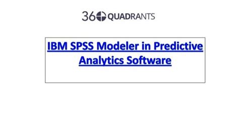 IBM SPSS Modeler In Predictive Analytics Software