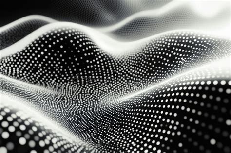 White Particles Flowing On Black Background Are Forming Abstract Wavy Surface Stock Illustration