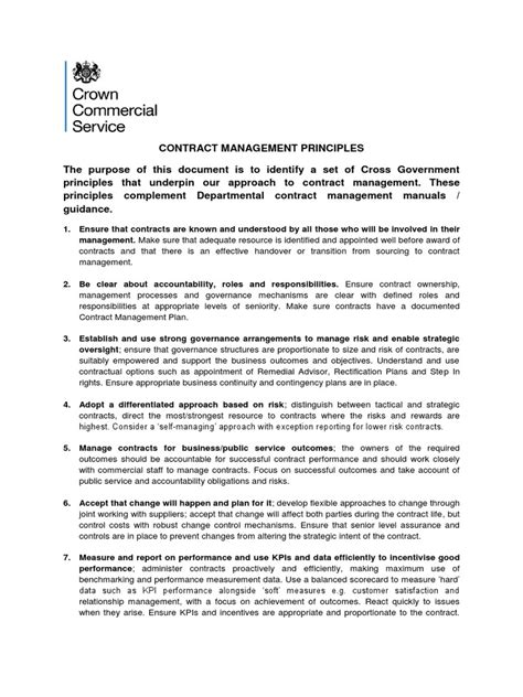 Contract Management Principles Performance Indicator Accountability