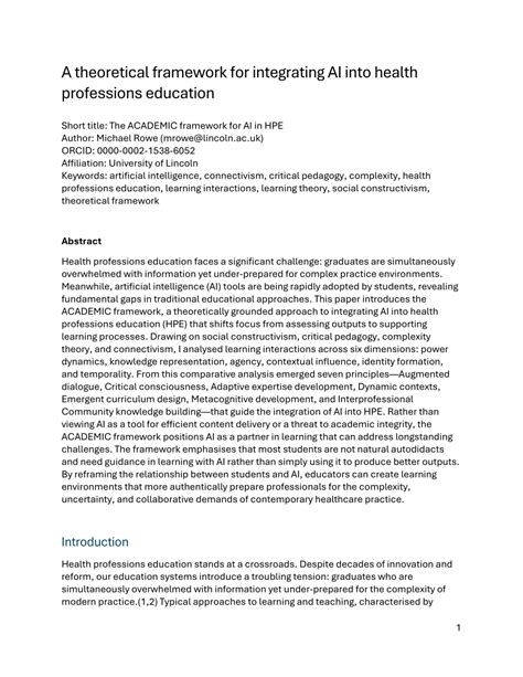 Pdf A Theoretical Framework For Integrating Ai Into Health Professions Education
