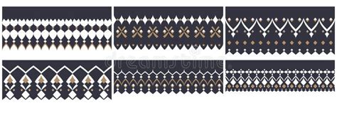Set Of Six Style Decorative Seamless Border Patterns In Soft Elegance Colors Stock Vector
