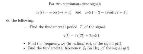 solved for two continuous time signals xi t cos 1