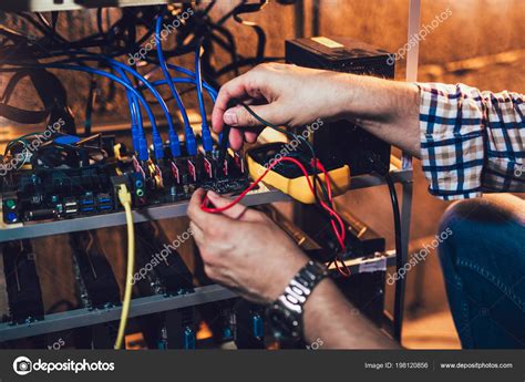 Programmer Configuring Hardware Bitcoin Mining Stock Photo By Adriaticphoto