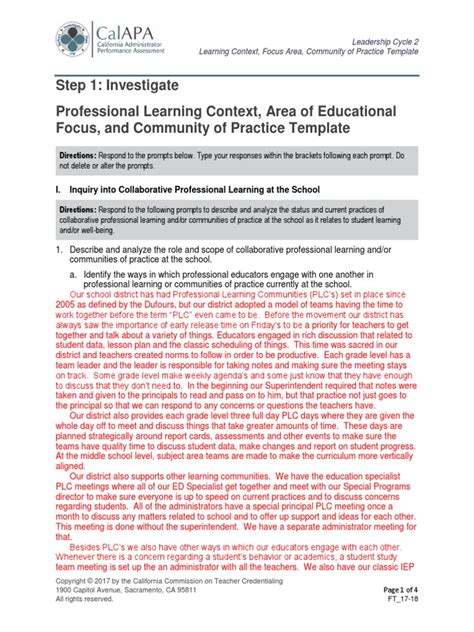 Calapa C2 S1 Annajohnson Pdf Teachers Classroom