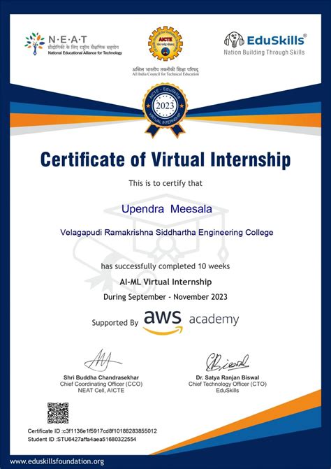 Finished 10 Week Ai Ml Internship With Eduskills Upendra Meesala Posted On The Topic Linkedin