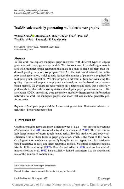 Pdf Tengan Adversarially Generating Multiplex Tensor Graphs