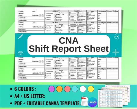 Cna Shift Report Sheet Certified Nursing Assistant Brain Sheet For 6