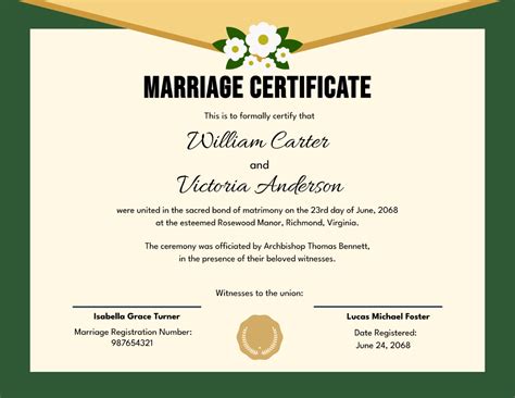 Free Printable Marriage Certificate Templates To Customize Online