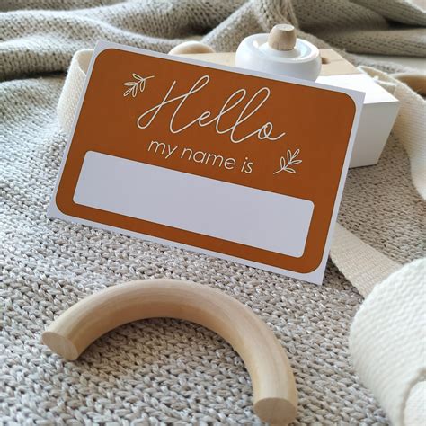 Newborn Name Tag Hello My Name Is Tag Hello Baby Sticker Etsy