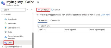 使用 azure 入口網站在 azure container registry 中啟用成品快取 azure container