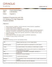 Database Programming With SQL Anatomy Of A SQL Statement And Course Hero