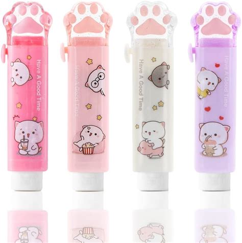 Geluode 4 Gomas De Borrar De Pata De Gato Borrador Retráctil