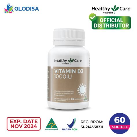 Jual Healthy Care Vitamin D3 1000 Iu Isi 60 Kapsul Bpom Shopee