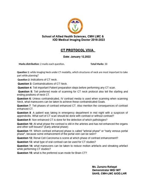 Ct Protcol Viva Pdf