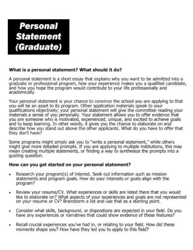 10 Graduate Personal Statement Examples To Download