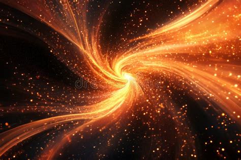 Glowing Minimalist Backdrop With Flowing Data Streams In Vibrant Orange And Black Colors Stock