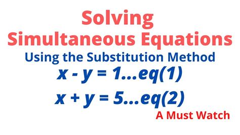 Solving Simultaneous Equations Substitution Method Youtube