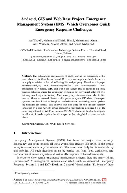 pdf android gis and web base project emergency management system