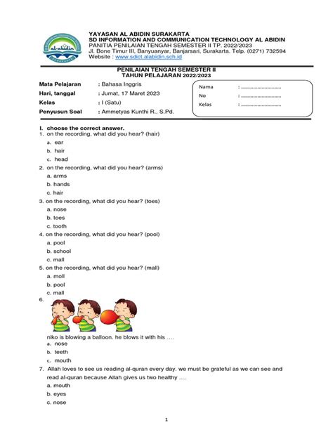 Exercise Pts English Level 1 Pdf