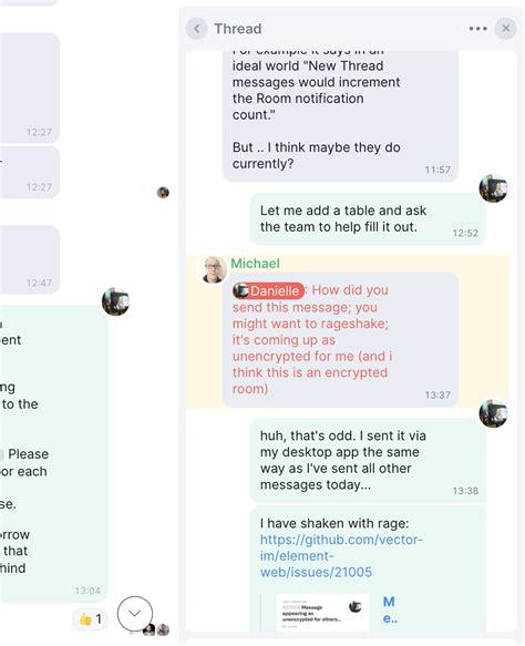 Message Appearing As Unencrypted For Others In The Thread · Issue 21005 · Element Hqelement