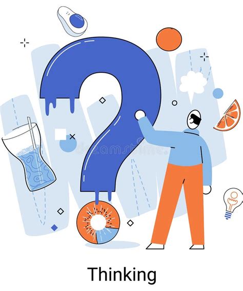 Man Thinking With Question Mark And Fruits Icons Looking For An Answer To Question Problem