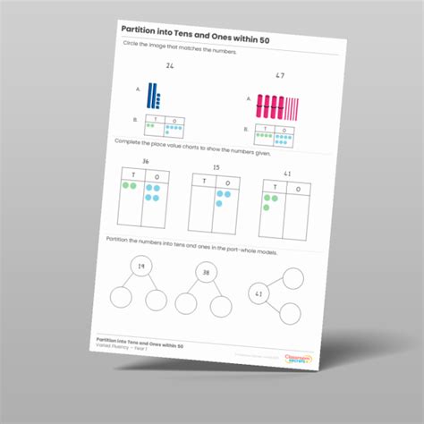 Year 1 Partition Into Tens And Ones Within 50 Varied Fluency 2 Resource Classroom Secrets