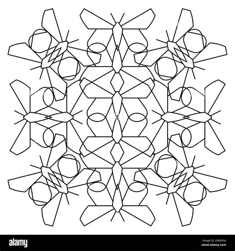 Ornament In Black Color From Geometric Figures Of Butterflies In