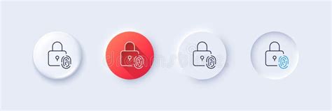 Fingerprint Lock Line Icon Finger Print Scan Sign Line Icons Vector Stock Illustration