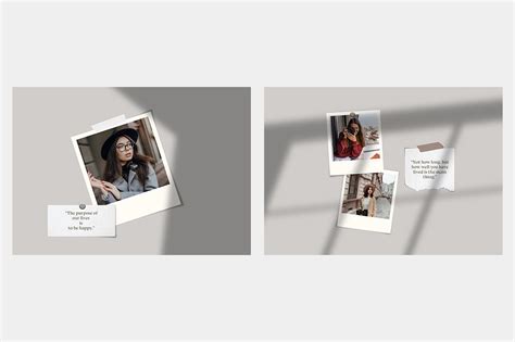 宝丽来照片效果拼贴样机模板 Polaroid Photo Collage
