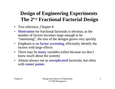 Pdf Design Of Engineering Experiments The 2k P Fractional Factorial