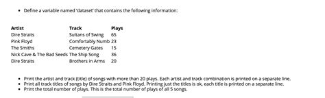 Solved Define A Variable Named Dataset That Contains The
