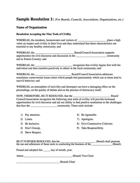 Sample Resolution Template
