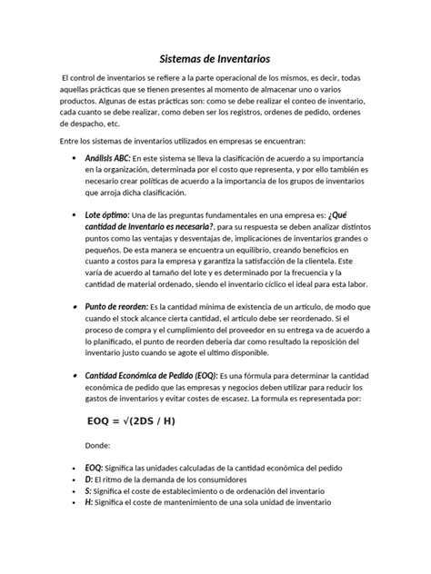 Sistemas De Inventarios Pdf