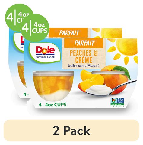 2 Pack Dole Fruit Bowls Peaches And Crème Parfait 43 Oz Cups 4