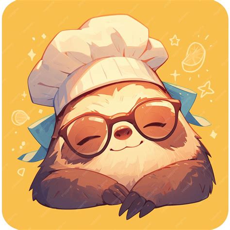 Premium Vector A Lazy Sloth Baker Cartoon Style
