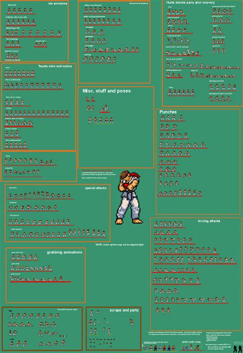 Organized Version Ryu Jus Sprite Sheet By Xfiremhdev On Deviantart