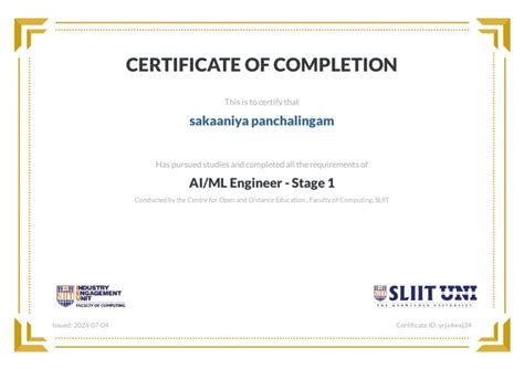 Sakaniya Panchalingam On Linkedin Sliit Certificate Continuouslearning Professionaldevelopment