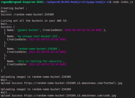 Using Nodejs S3 To Create Delete List Buckets And Upload List