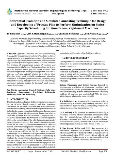 Differential Evolution And Simulated Annealing Technique For Design And