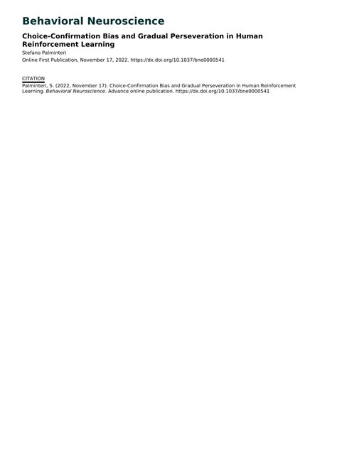 Pdf Choice Confirmation Bias And Gradual Perseveration In Human