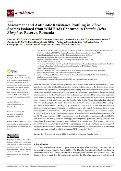 Pdf Assessment And Antibiotic Resistance Profiling In Vibrio Species