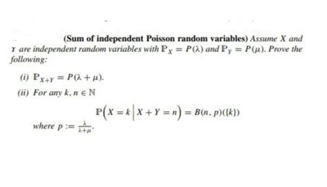 Solved Sum Of Independent Poisson Random Variables Assume