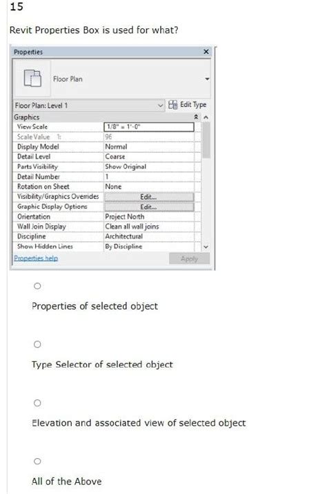 solved 15 revit properties box is used for what properties