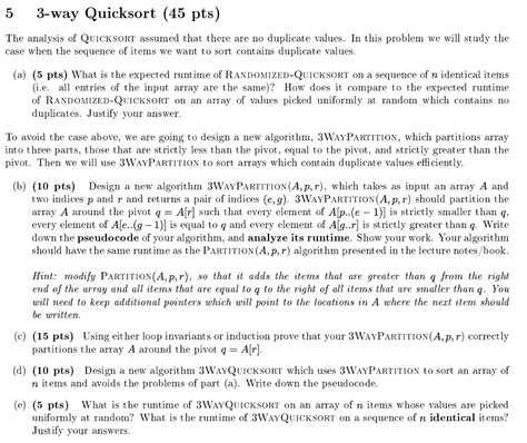 Solved The Analysis Of Quicksort Assumed That There Are No