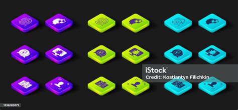 Set System Bug On Monitor Face Recognition Cyber Security Head With Shield And Fingerprint Icon
