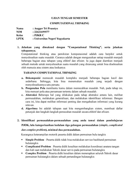 Ujian Tengah Semester Ct Ujian Tengah Semester Computational Thinking