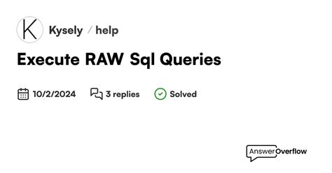 Execute Raw Sql Queries Kysely